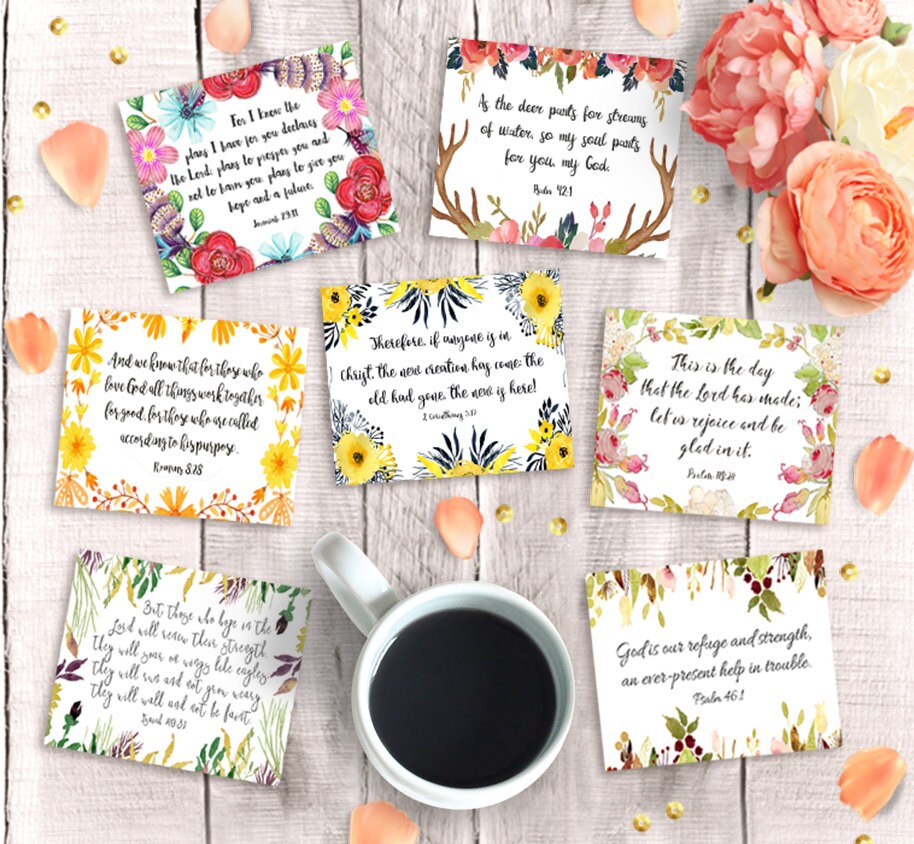 Bible Verse Cards - Printable 3"x2.5, Instant Download, 9 Inspirational ...
