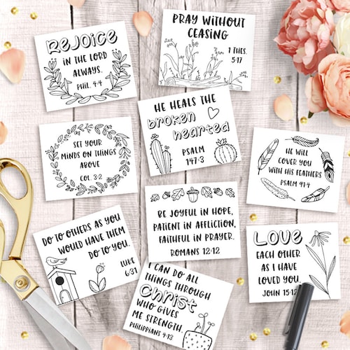 Printable Scripture Cards Bible Verse Coloring Blank Note - Etsy
