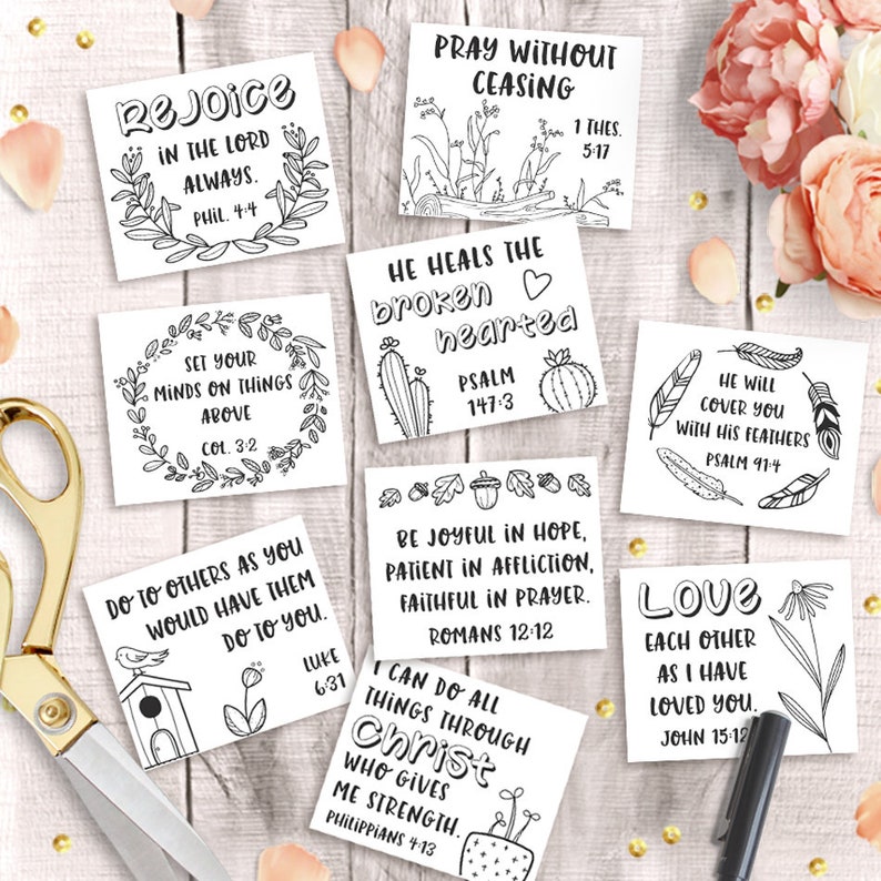 Printable Scripture Cards - Bible Verse Coloring, Instant Download ...