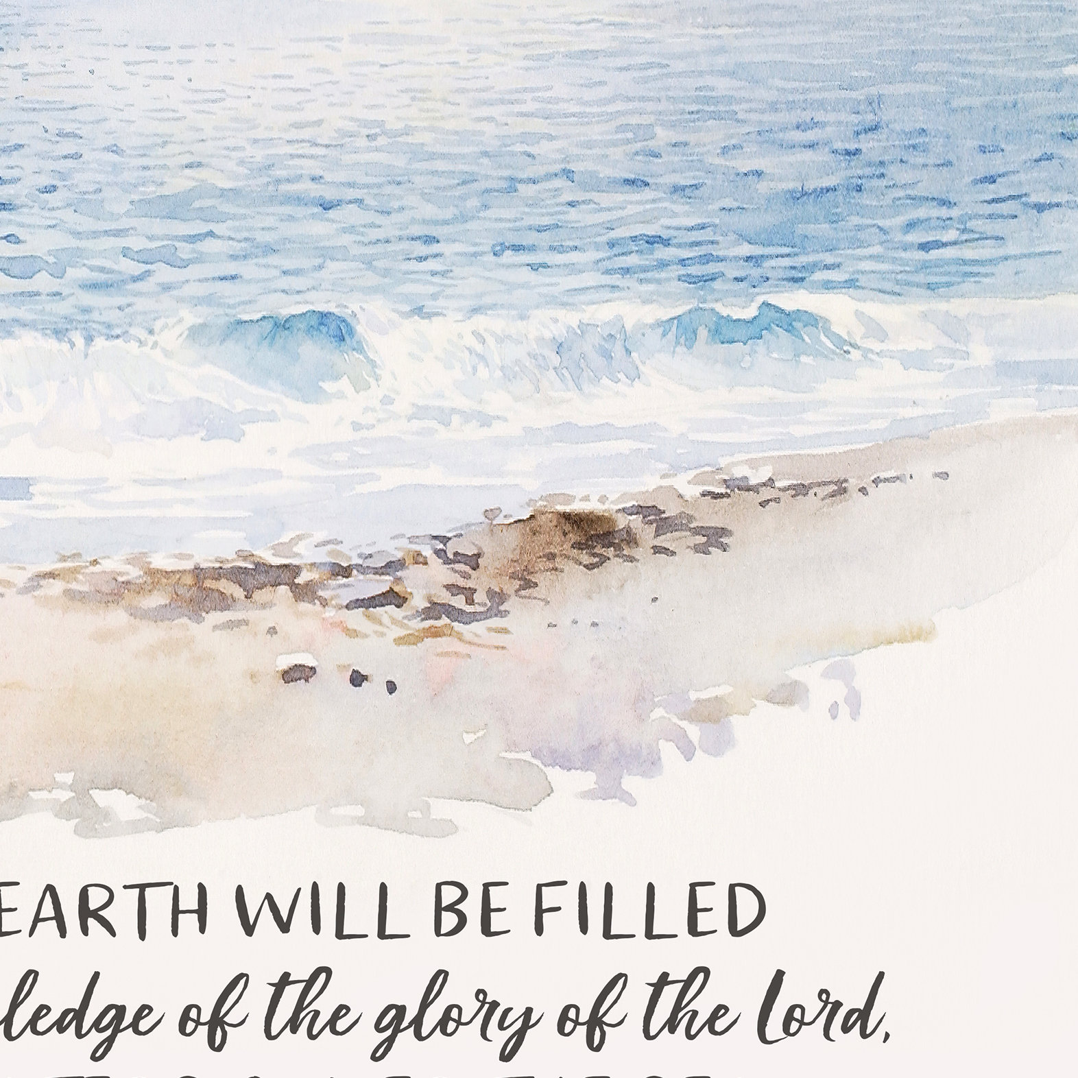 Ocean Beach Bible Verse Printable, Habakkuk 2:14, Print — Down the Path ...