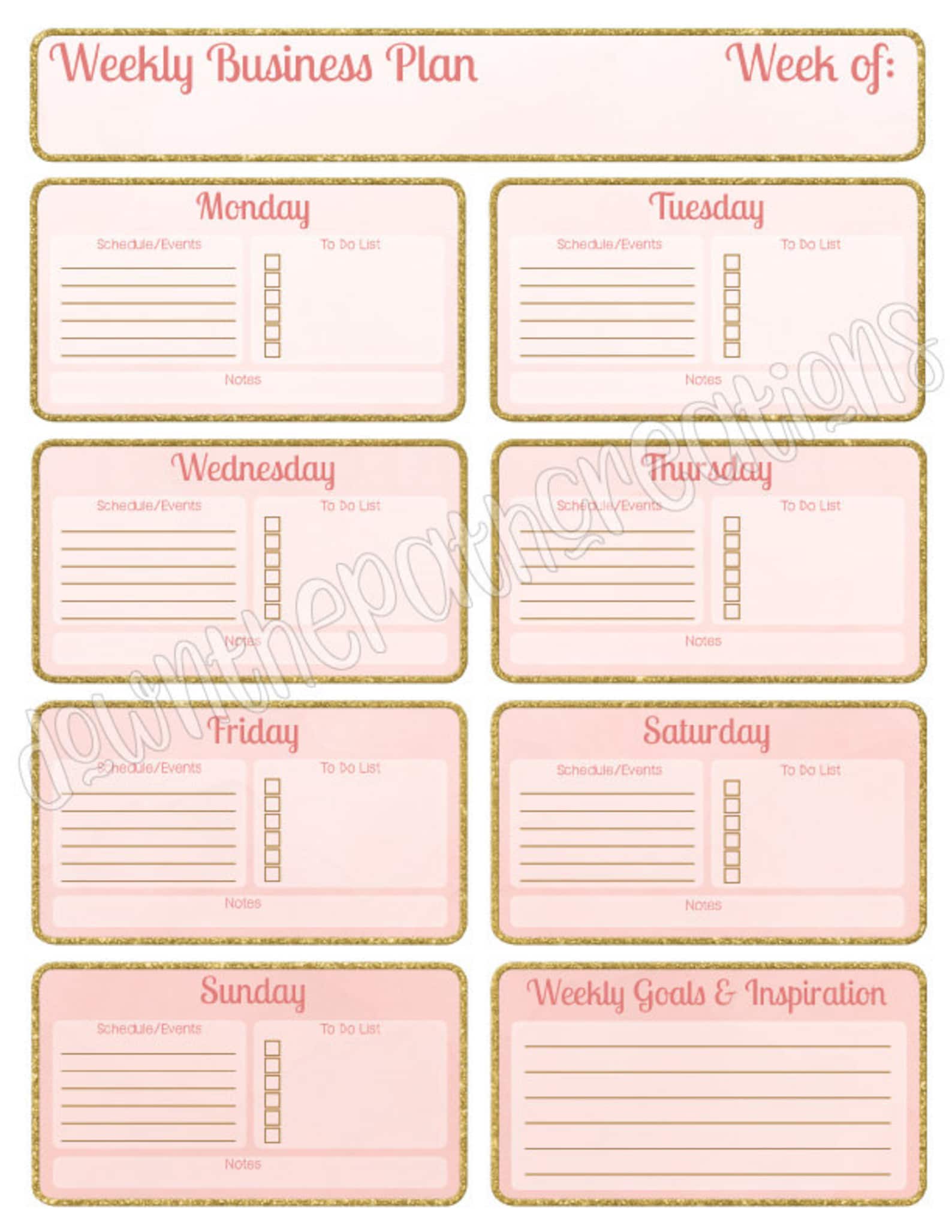 Printable Editable Weekly Business Plan Small Business - Etsy