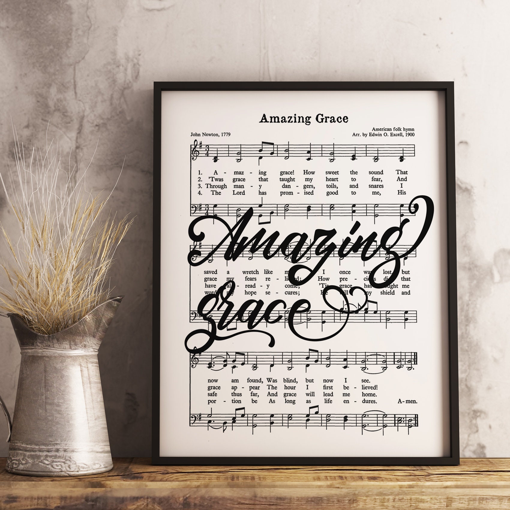Hymn Lettering Print Set of 4, Printable Sheet Music Bundle — Down the ...