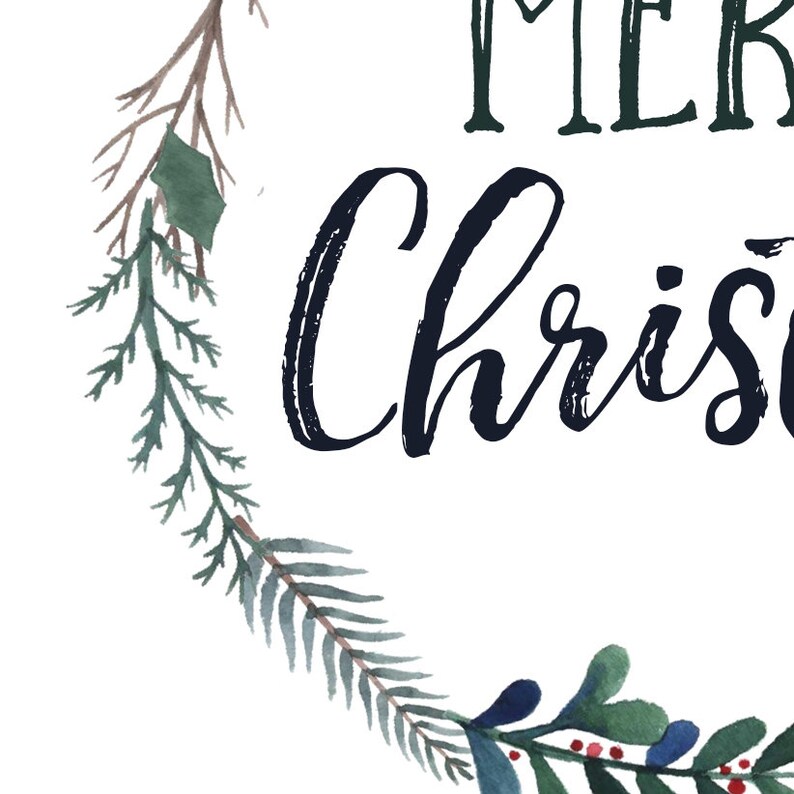 Printable Christmas Card Merry Christmas Watercolor Print - Etsy