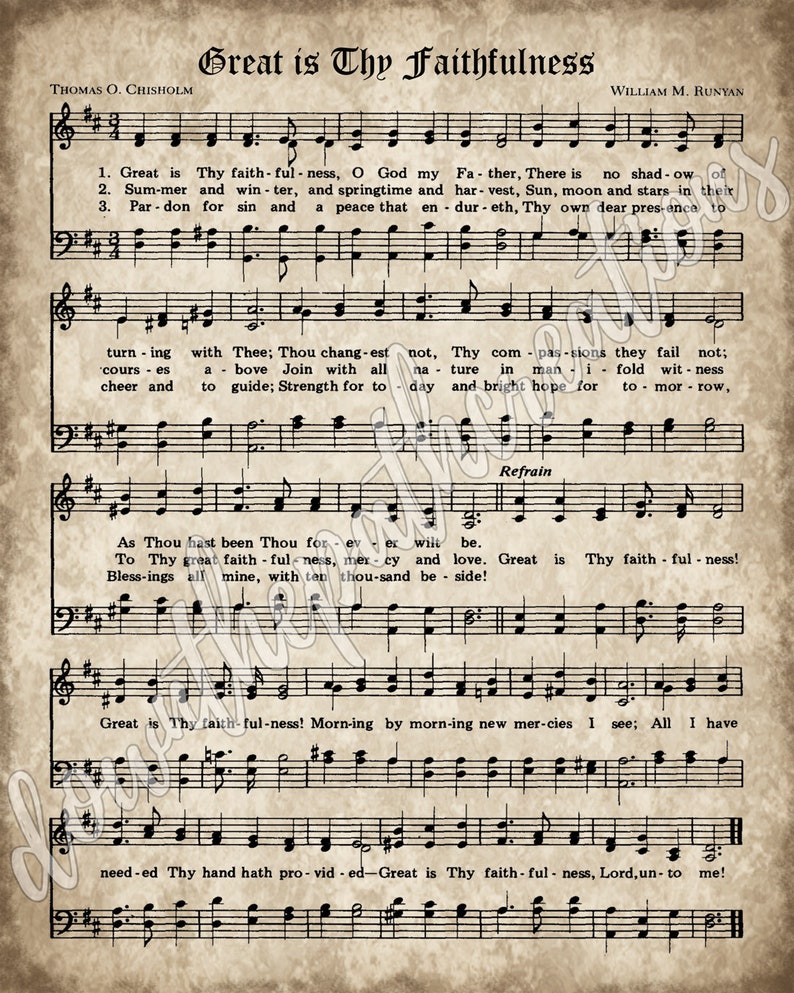 Great is Thy Faithfulness Print Hymn Printable Vintage Sheet - Etsy