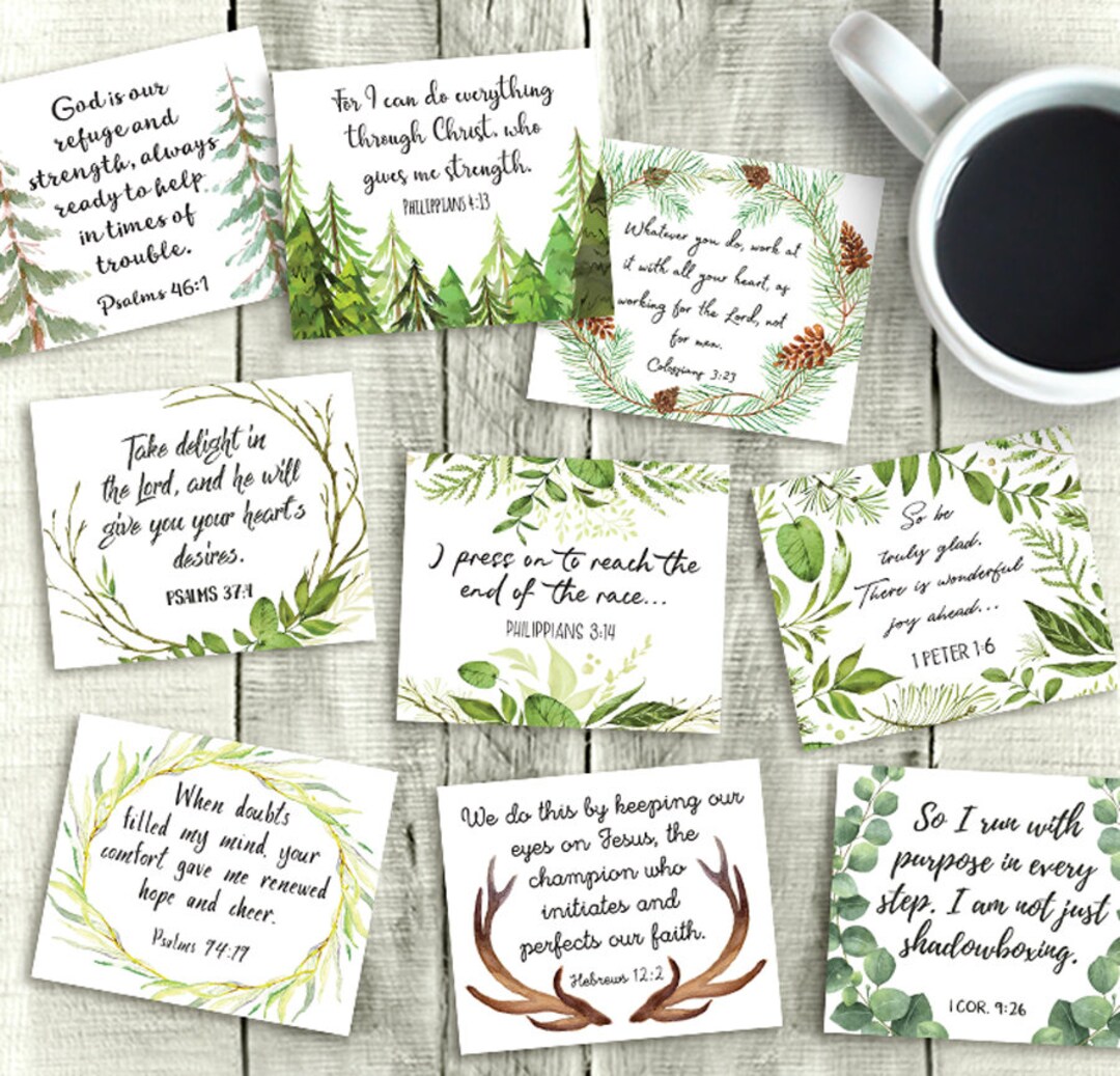 Mens Bible Verse Cards, Printable 3"x 2.5", Instant Download, 9 ...