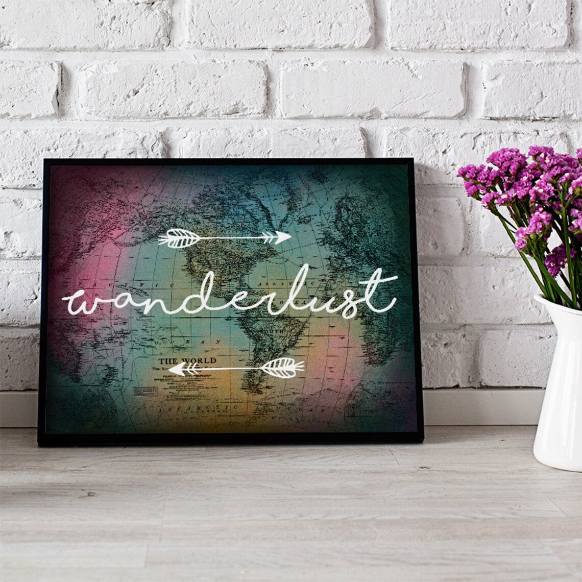 Wanderlust Print Wall Art Colorful World Map Printable - Etsy