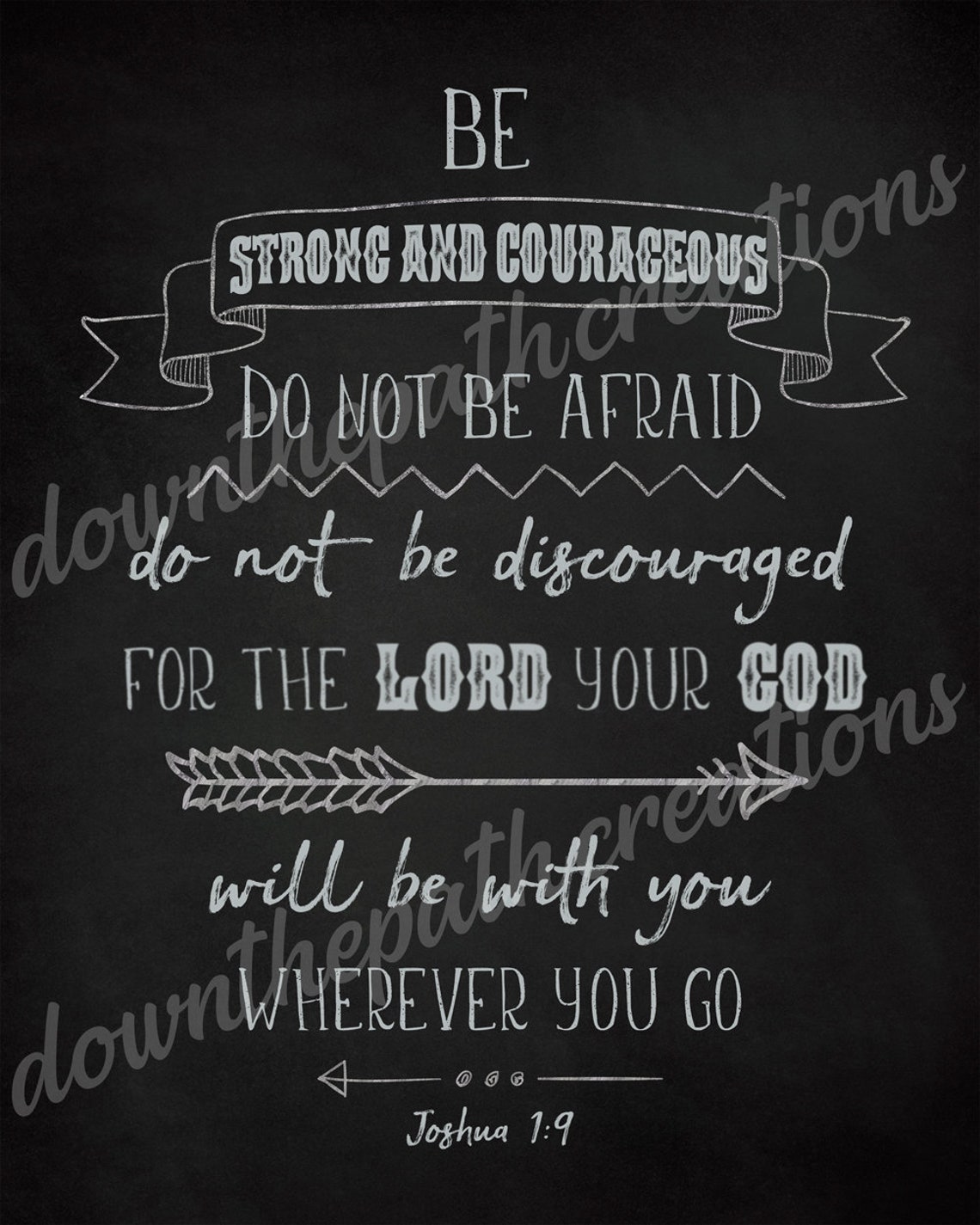 Joshua 1:9 Printable Be Strong and Courageous Print | Etsy