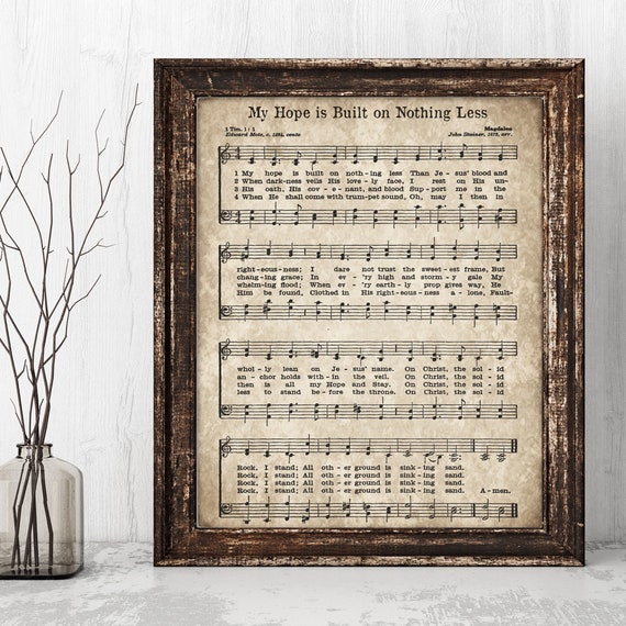 My Hope is Built on Nothing Less Hymn Print Printable Vintage - Etsy