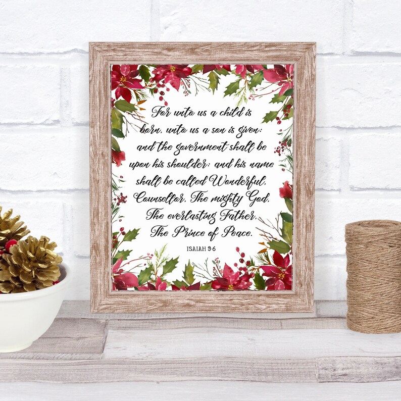 Set of 6 Christmas Bible Verse Printables, Winter Scripture Download ...