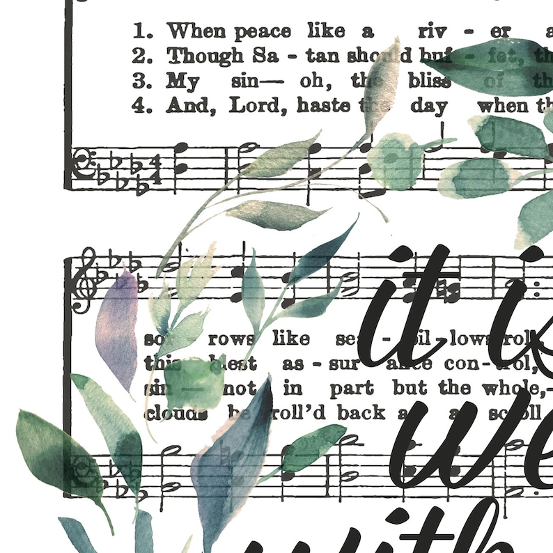 Printable It is Well With My Soul Hymn Art Sheet Music - Etsy
