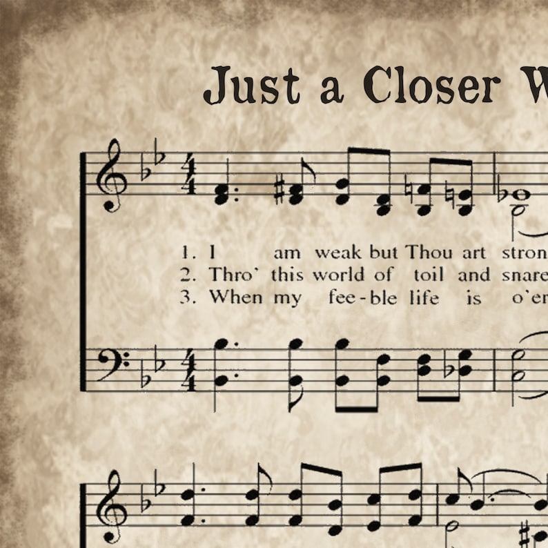 Just a Closer Walk With Thee Hymn Print: Vintage Sheet Music (digital ...