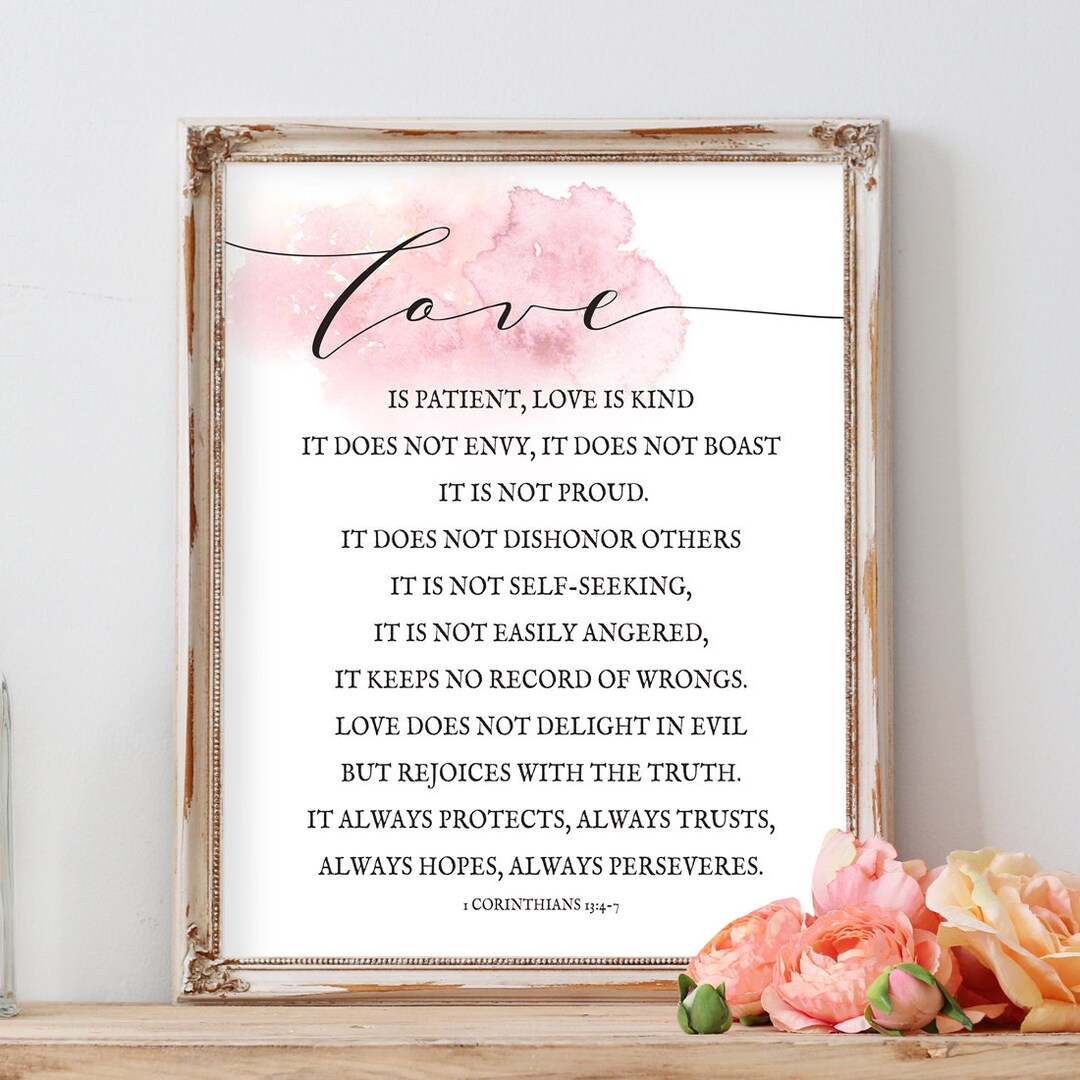 Love Printable, 1 Corinthians 13:4-7 Print, Instant Download ...