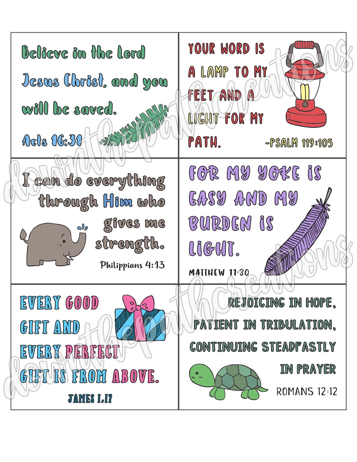 Kids Bible Verse Cards Printable 3x 4 Instant - Etsy