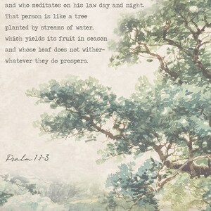 Psalm 1 Printable, You Shall Be a Tree Print, INSTANT DOWNLOAD, Vintage ...