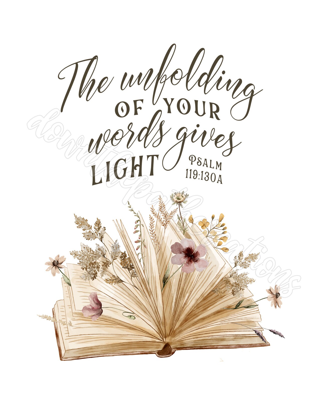 The Unfolding of Your Word Gives Light, Psalm 119:130 Print, Scripture ...