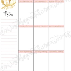 Printable Happy Planner Weekly Pages, Pink Rose Gold, Undated Blank ...