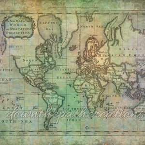 Old World Map Printable, Colorful Map Print, INSTANT DOWNLOAD, Vintage ...