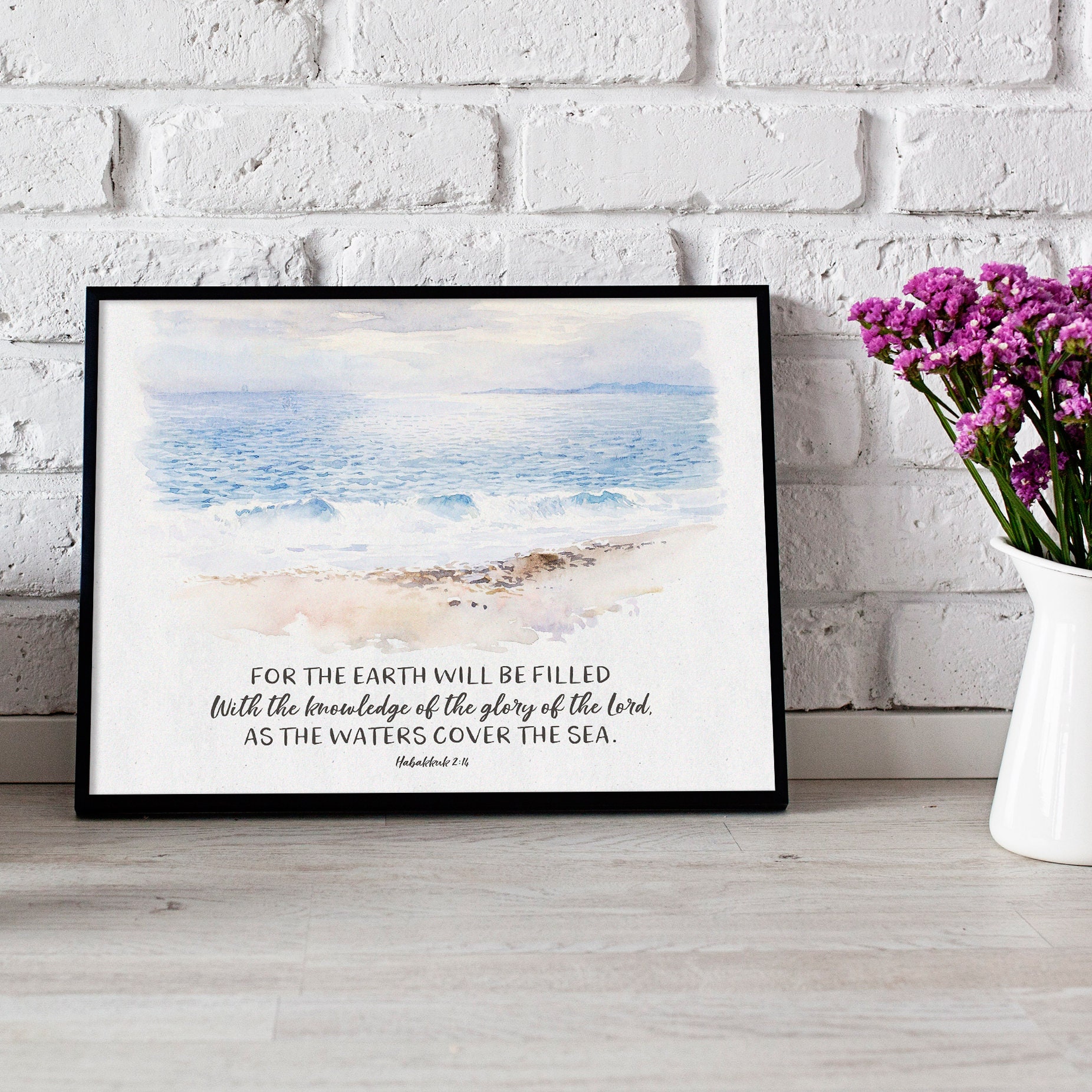 Ocean Beach Bible Verse Printable, Habakkuk 2:14, Print — Down the Path ...