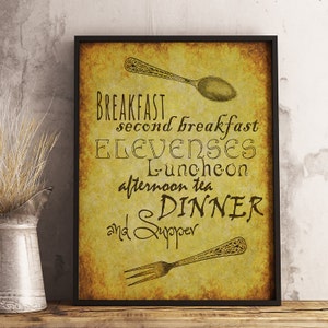 Hobbit Meals Schedule Menu Print - Second Breakfast, Elevenses, INSTANT ...