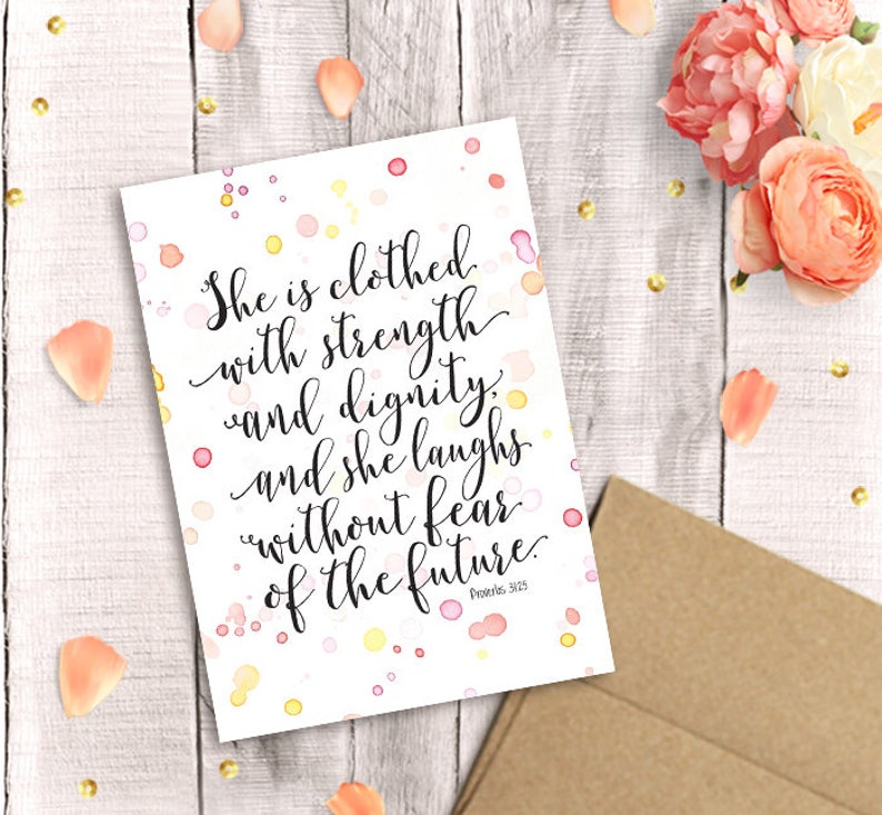 Printable Proverbs 31 Card Bible Verse Watercolor Scripture - Etsy