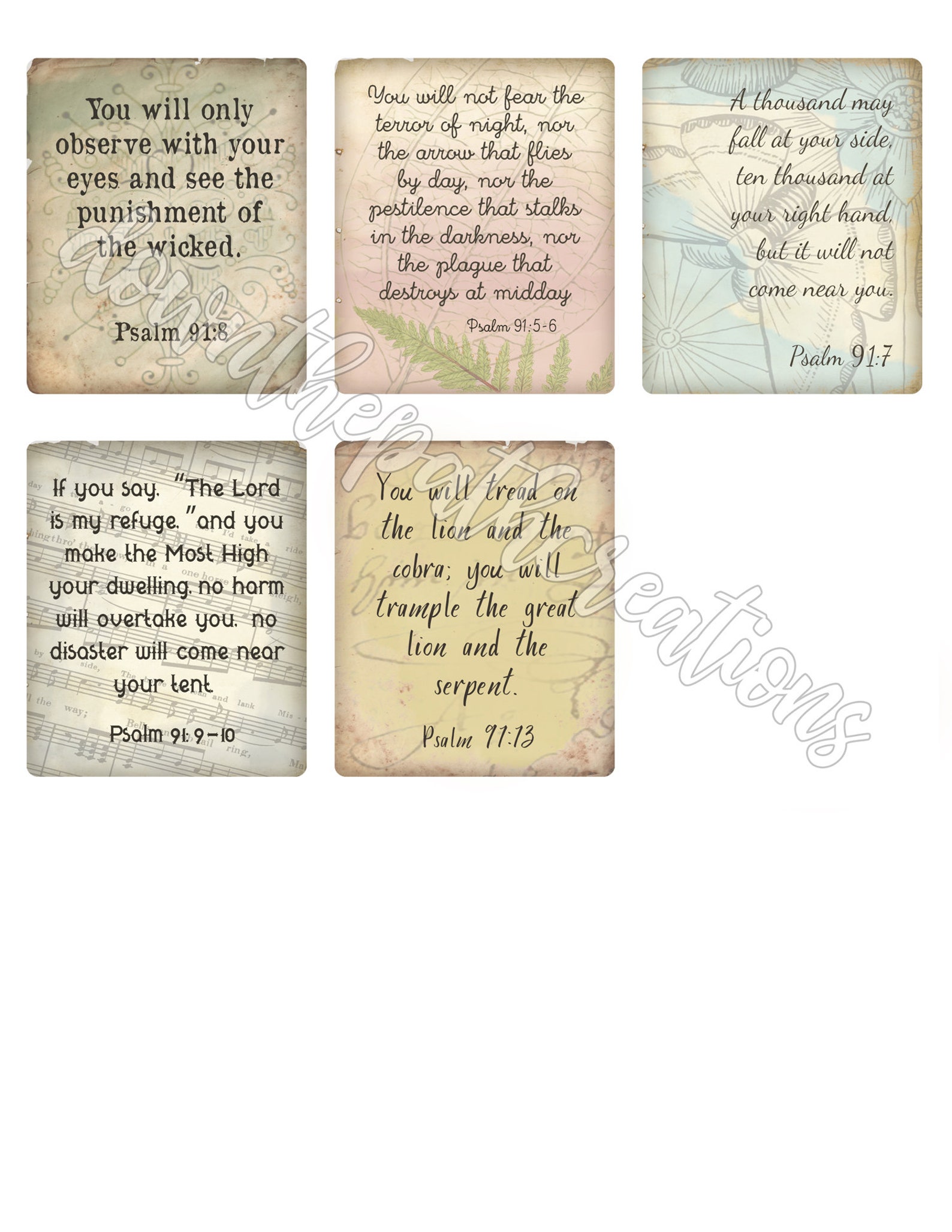 Psalm 91 Printable Bible Verse Cards, 2.5" X 3", Instant Download ...
