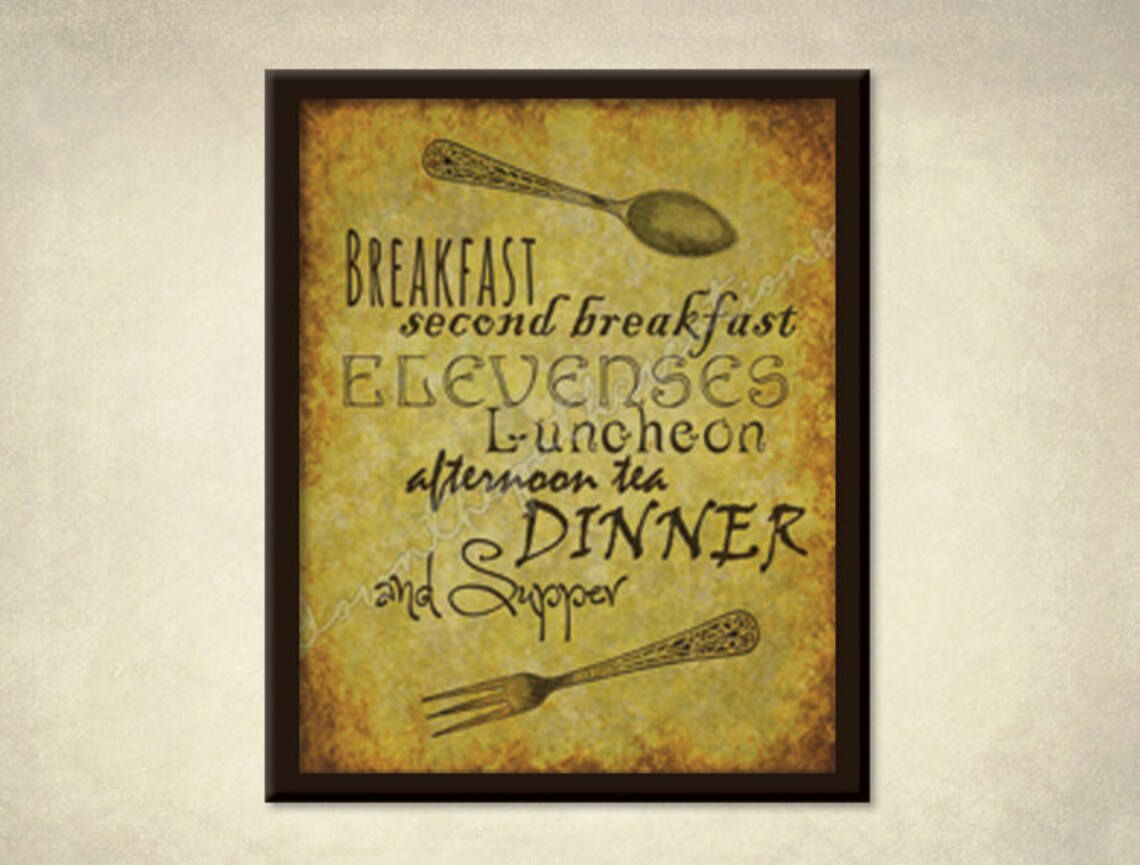 Hobbit Meals Schedule Menu Print - Second Breakfast, Elevenses, INSTANT ...