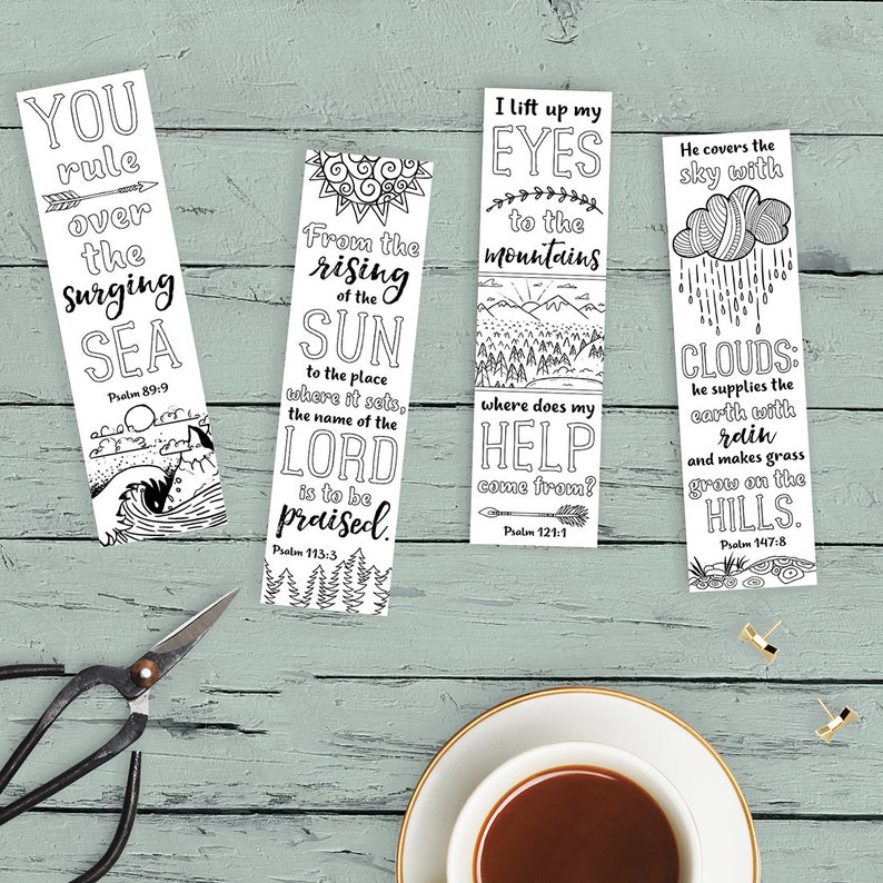 Scripture Bookmark Coloring Psalms Printable Instant - Etsy UK