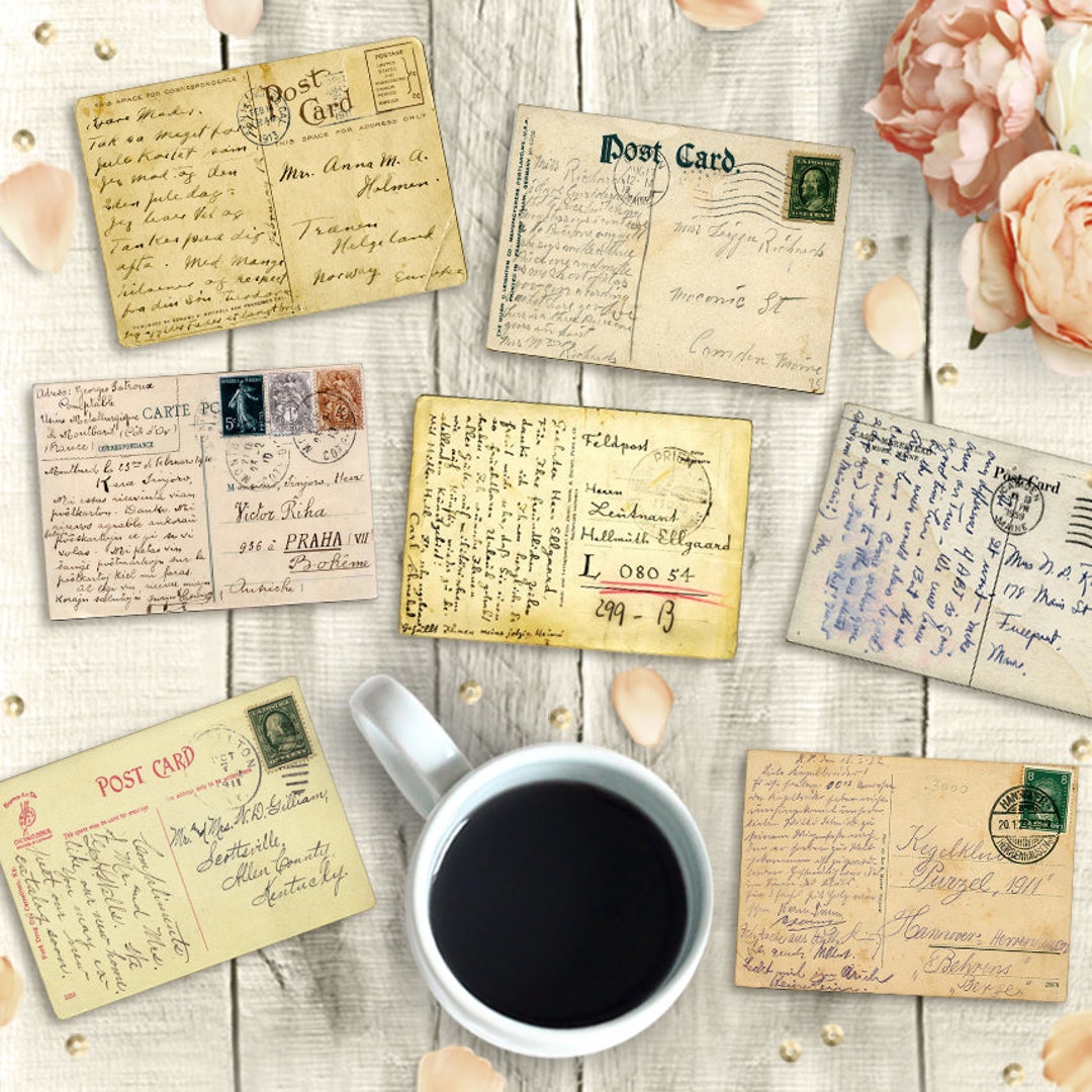 Old Postcards - Printable, Instant Download, 9 Vintage Post Card Set ...
