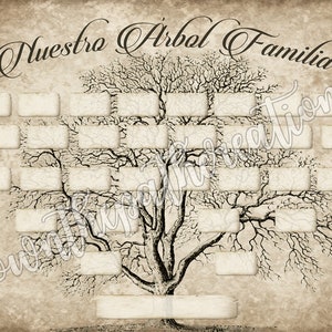 Spanish Family Tree Printable, 5 Generation Template, INSTANT DOWNLOAD ...