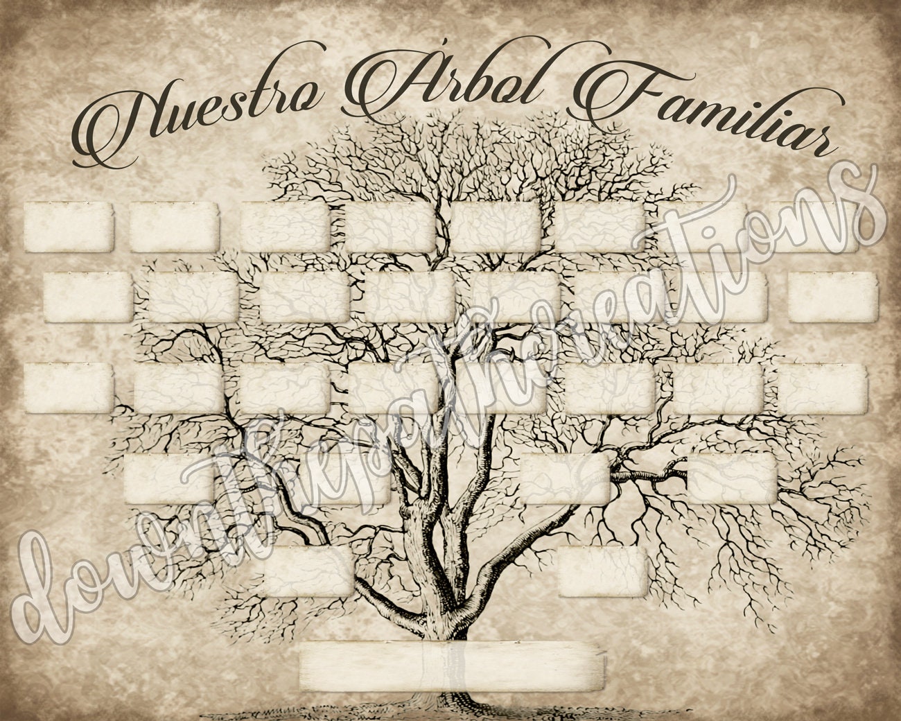 Spanish Family Tree Printable, 5 Generation Template, INSTANT DOWNLOAD ...