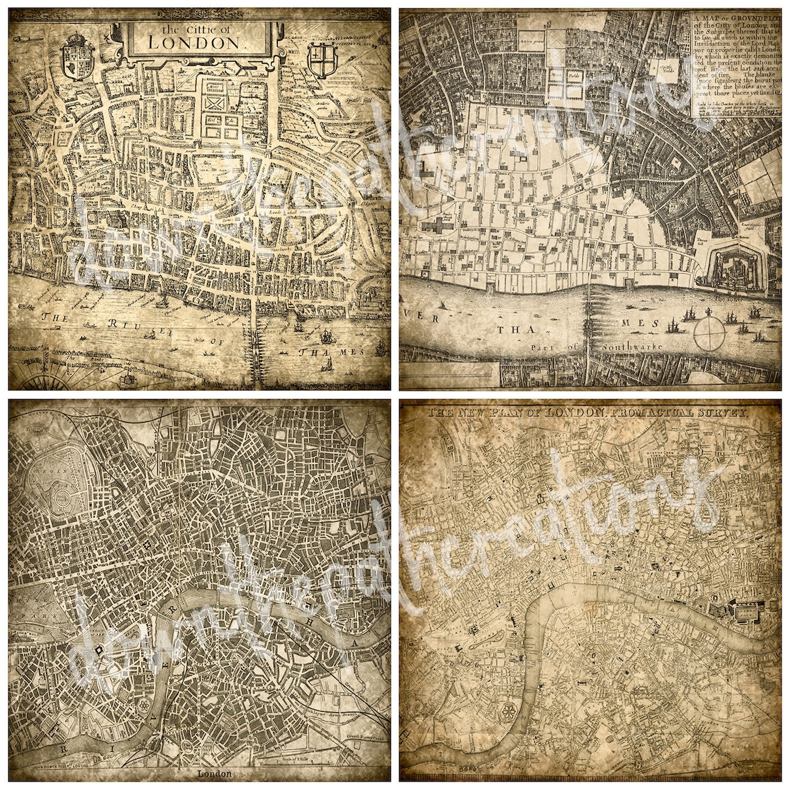 London Maps Digital Paper Instant Download, Vintage Background ...