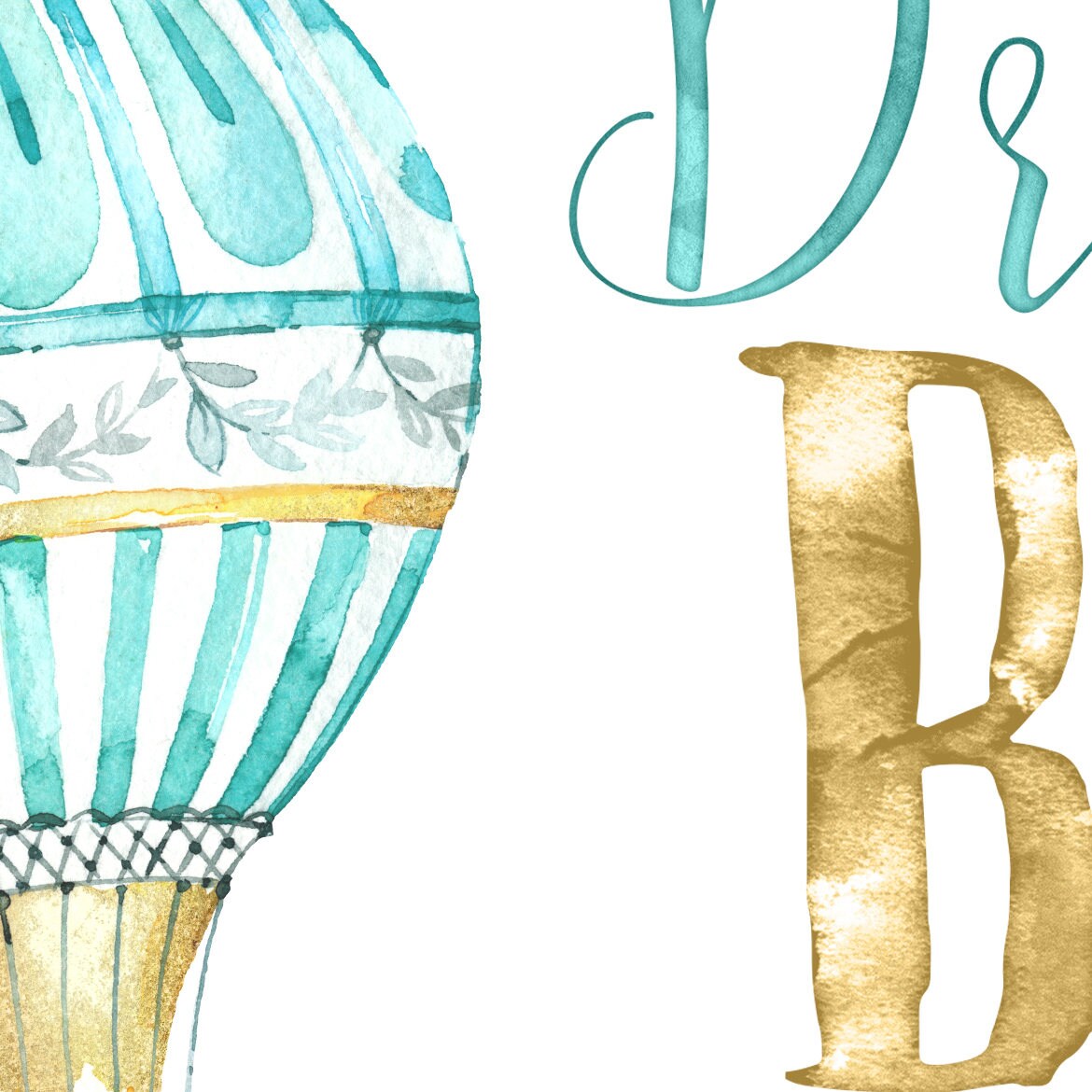 Dream Big Printable, Hot Air Balloon Nursery Decor, Instant Download ...