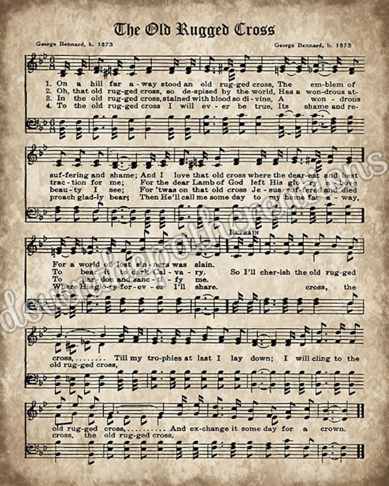Old Hymn Print Set Of 5 Printable Vintage Sheet Music Etsy