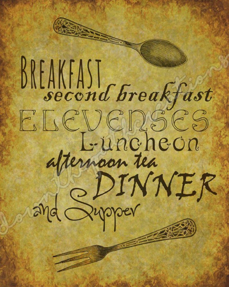 Hobbit Meals Schedule Menu Print - Second Breakfast, Elevenses, INSTANT ...
