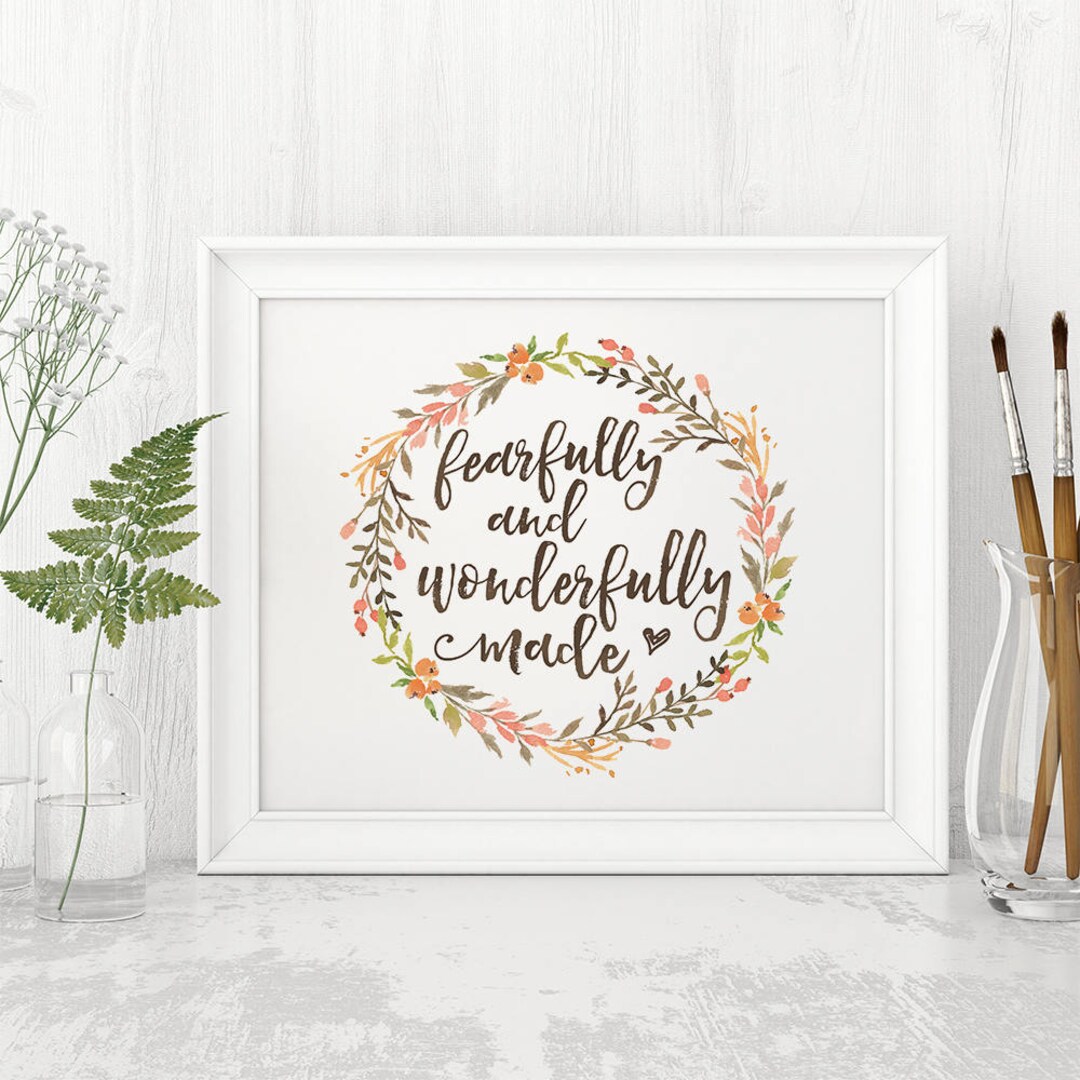 Fearfully and Wonderfully Made Printable, Scripture Print, Watercolor ...