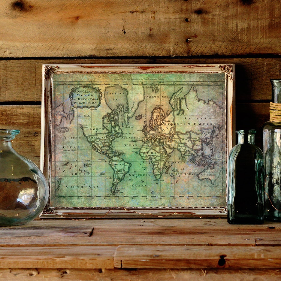 Old World Map Printable Colorful Map Print INSTANT DOWNLOAD | Etsy