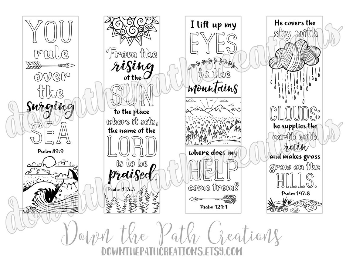 Scripture Bookmark Coloring Psalms Printable Instant | Etsy