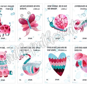 Printable Bible Verse Valentines, Kids Scripture Cards, Watercolor ...