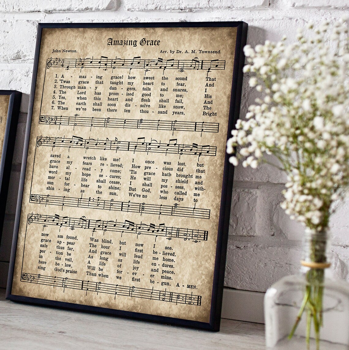 Amazing Grace Print, Printable Vintage Sheet Music, Instant Download ...