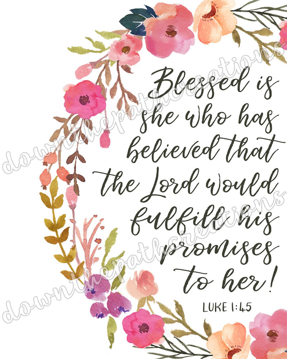 Luke 1:45 Printable Blessed is She Who Believes Print | Etsy