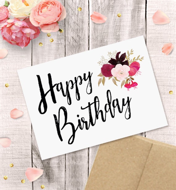 Printable Birthday Card For Her Happy Birthday Watercolor Etsy Printable Birthday Card For Her Happy Birthday Watercolor Etsy
