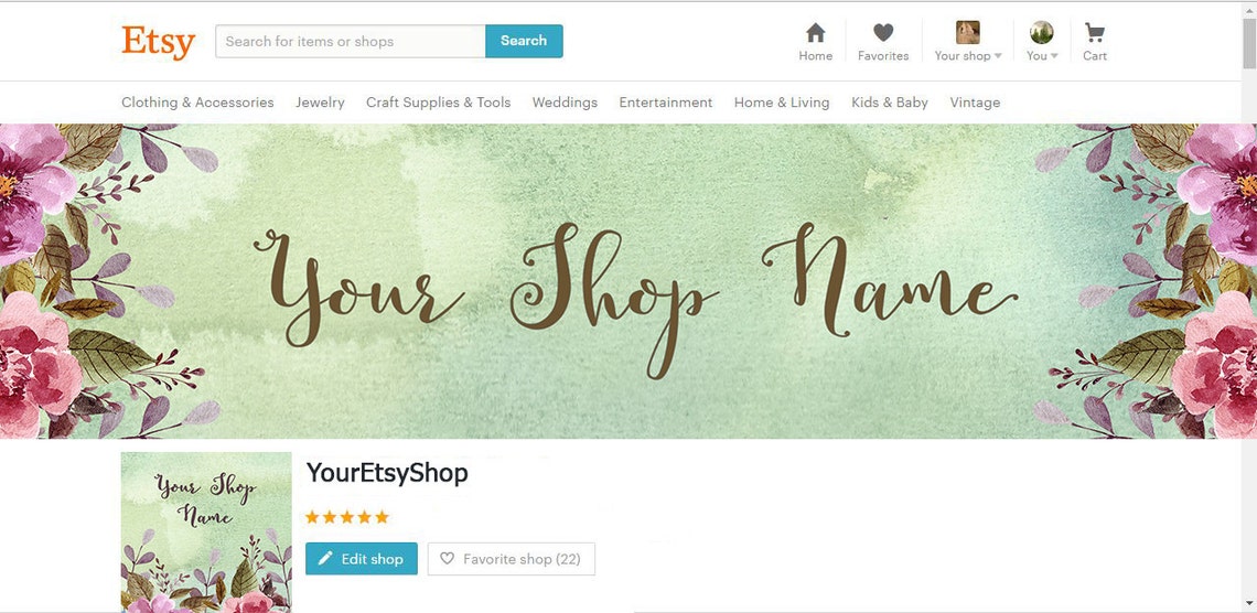 Etsy Cover Photo Set Shop Icon Custom Listing Image Spring - Etsy