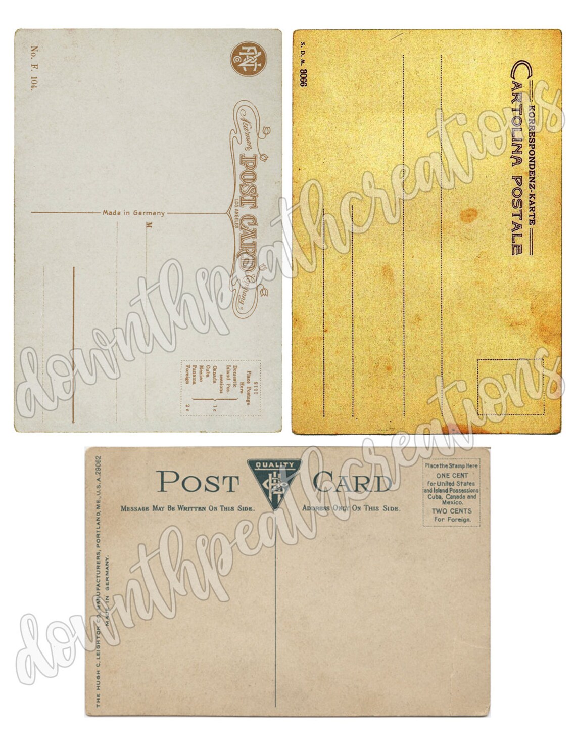 Postcard Backs Set Printable 4x6 Postcards Instant | Etsy