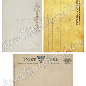 Postcard Backs Set - Printable 4x6 Postcards, Instant Download, 6 Vintage Post Card Set, Antique ...