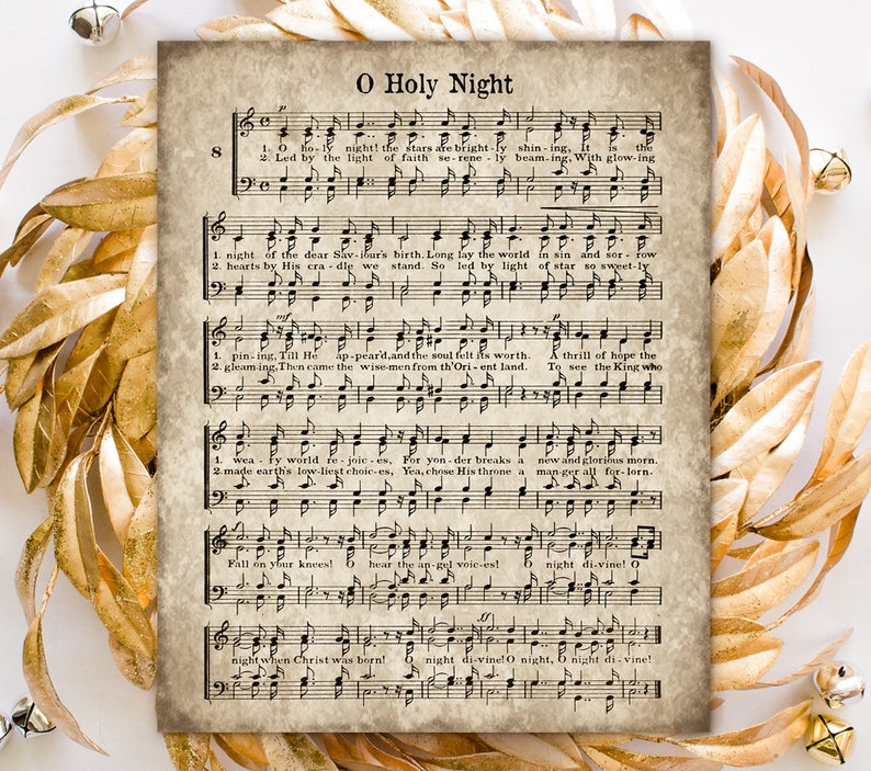 O Holy Night Printable Christmas Hymn Vintage Carol Instant - Etsy