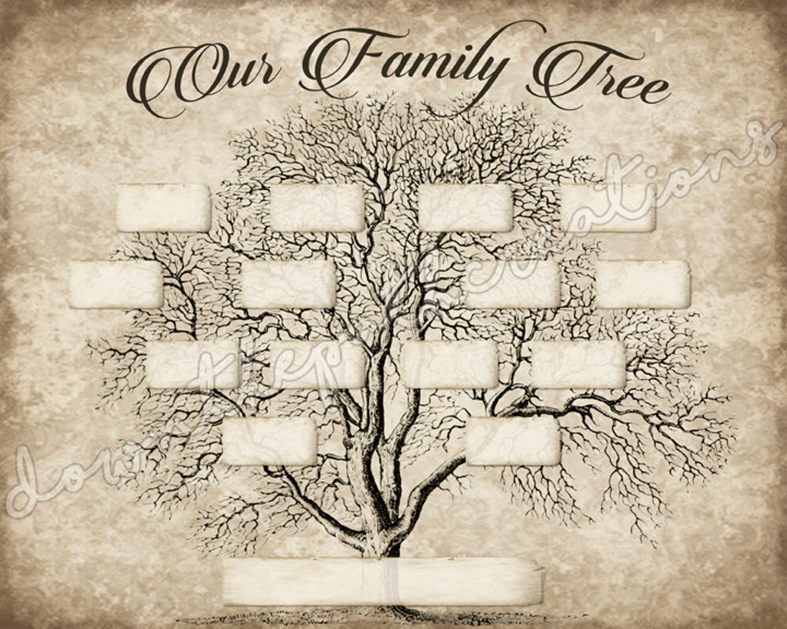 Vintage Family Tree Print Template Instant Download - Etsy