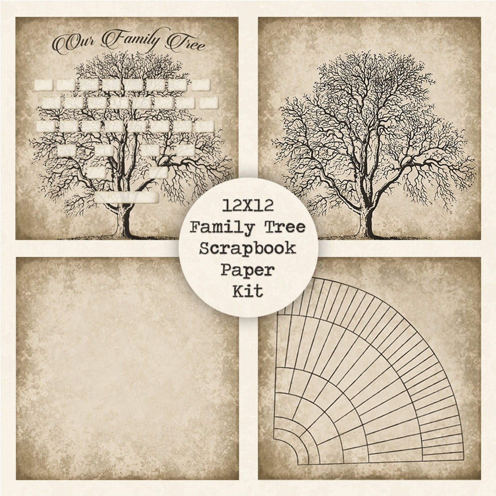 Family Tree Digital Scrapbook Paper Kit Instant Download - Etsy