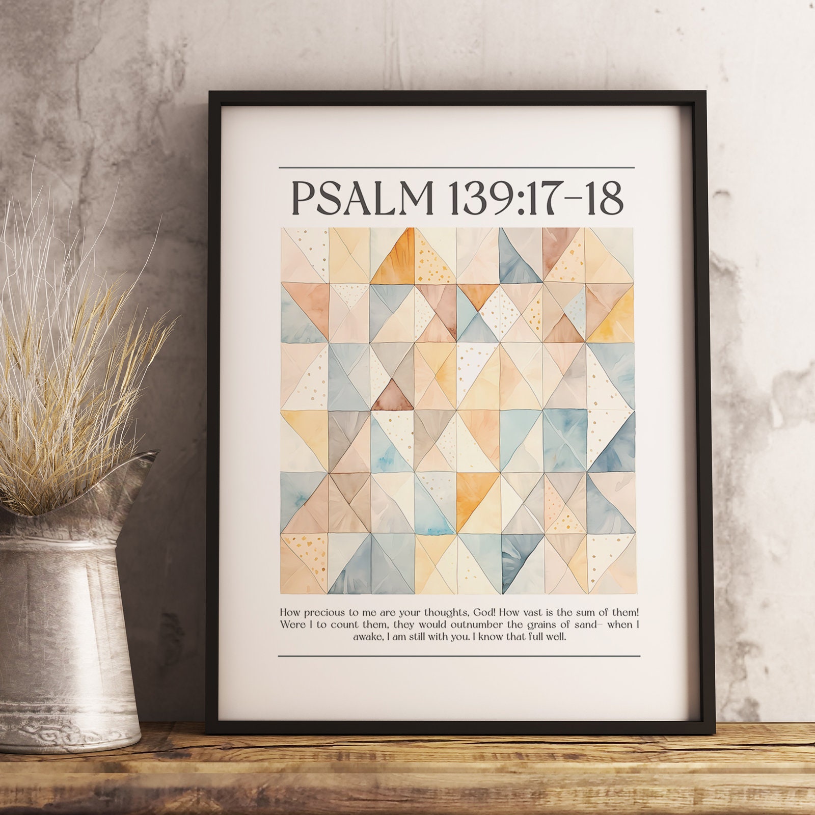 Psalm 139 Prints Set of 3, Printable Watercolor Quilt Art, Christian ...