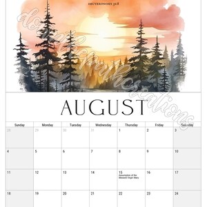 Bible Verse Calendar 2024, Printable PDF, Inspirational Watercolor ...