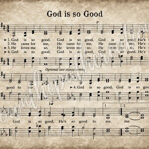 God is so Good Printable, Vintage Sheet Music, Instant Download ...